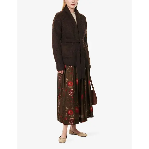 UMA WANG Bushed Belted Stretch-wool Cardigan
