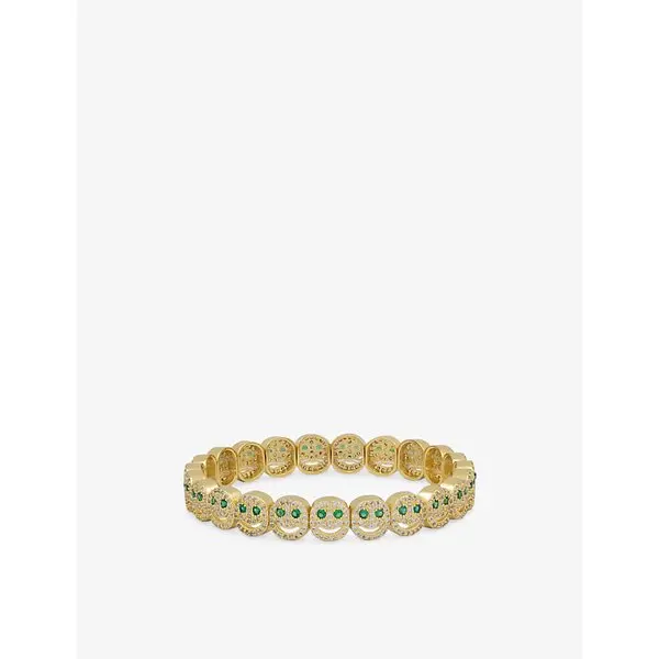 LISA GOZLAN The Pavé The Happy Face Bracelet - Yellow Gold / Green