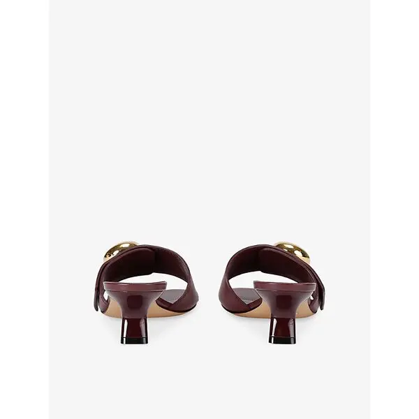 Loewe Pebble 45 Heeled Leather Slides - Wine