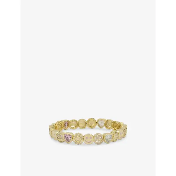 LISA GOZLAN 18ct Yellow Gold Plated Brass And Cubic Zirconia Bracelet - Yellow Gold / Pink