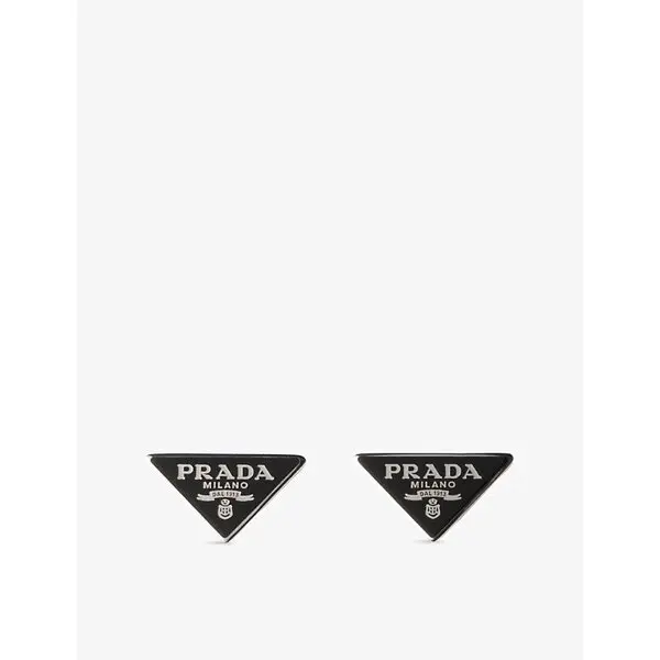 Prada Enameled Sterling Silver Stud Earrings