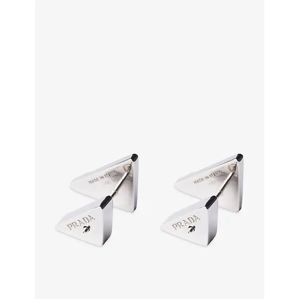 Prada Enameled Sterling Silver Stud Earrings