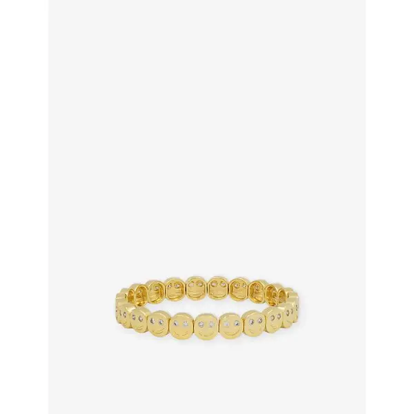 LISA GOZLAN 18ct Yellow Gold Plated Brass And Gemstone Bracelet - Yellow Gold / White