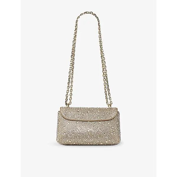 JIMMY CHOO Curve Rhinestone-embellished Suede Cross Body Bag - Gold/crystal/shiny