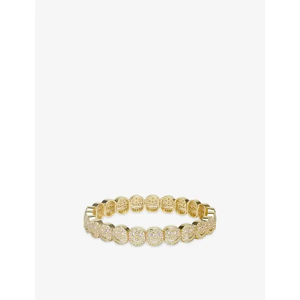 LISA GOZLAN The Pavé The Happy Face Bracelet - Yellow Gold / Pink