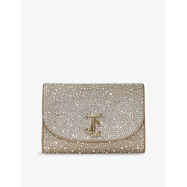 JIMMY CHOO Curve Rhinestone-embellished Clutch - Gold/crystal/shiny