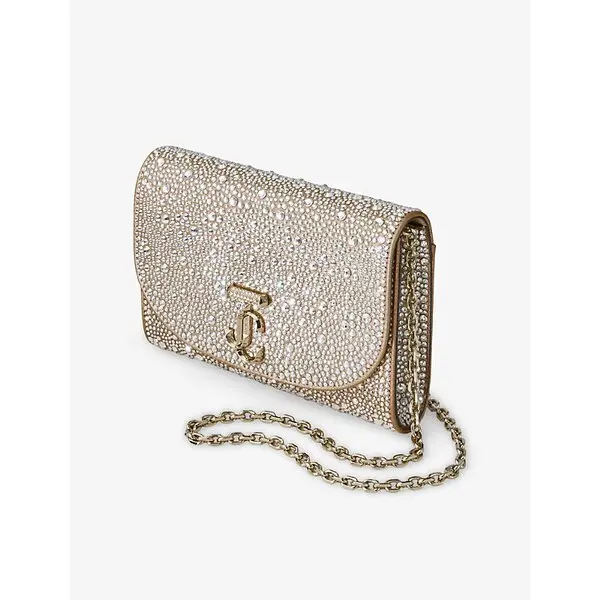 JIMMY CHOO Curve Rhinestone-embellished Clutch - Gold/crystal/shiny