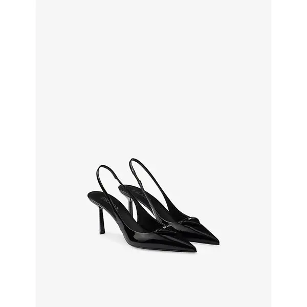 Prada Patent-leather Slingback Courts With Triangle Logo - Black