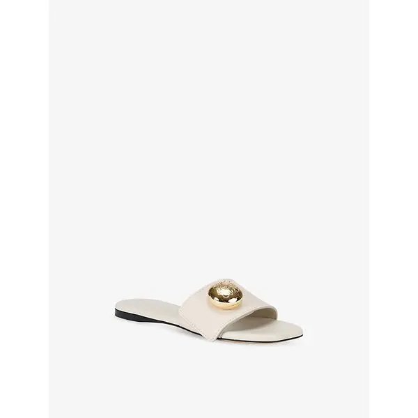 Loewe Pebble Flat Leather Slides - Cream