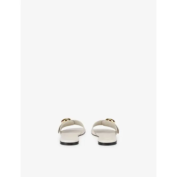 Loewe Pebble Flat Leather Slides - Cream