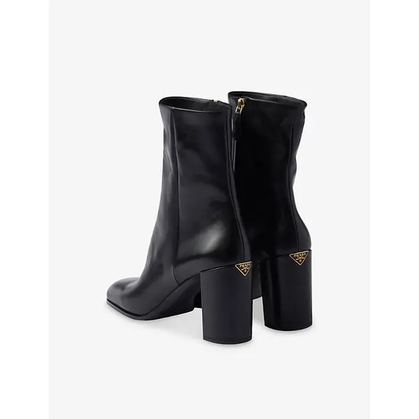 Prada Leather Heeled Ankle Boots