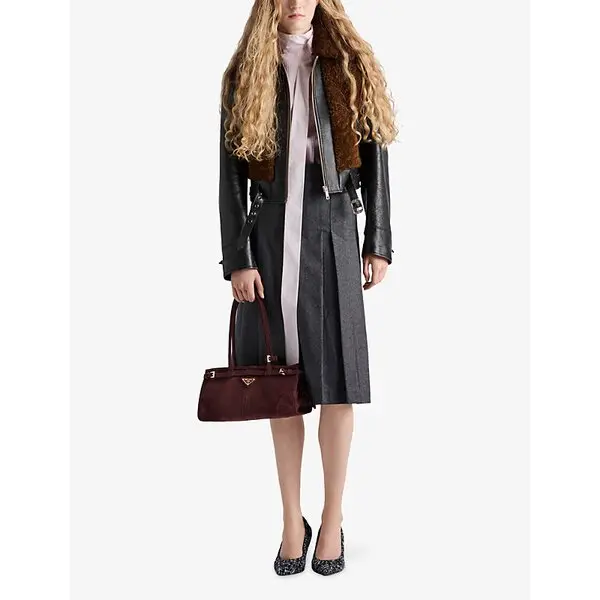 Prada Panelled Leather And Shearling Jacket