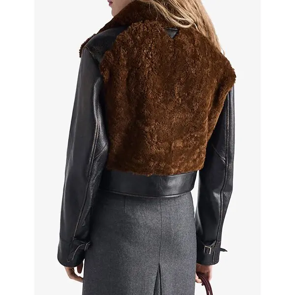 Prada Panelled Leather And Shearling Jacket