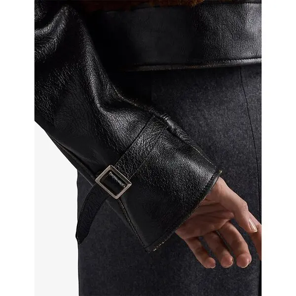 Prada Panelled Leather And Shearling Jacket