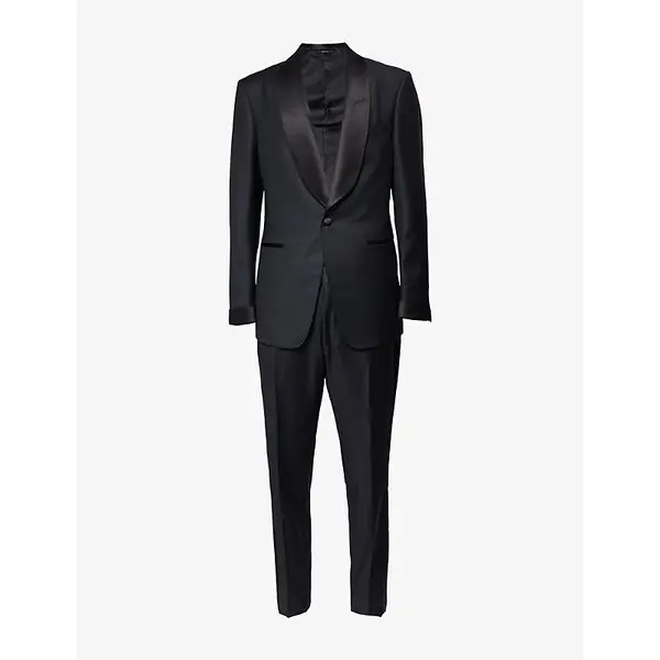 TOM FORD Shawl-lapel Tapered-leg Master Evening Wool Suit - Black