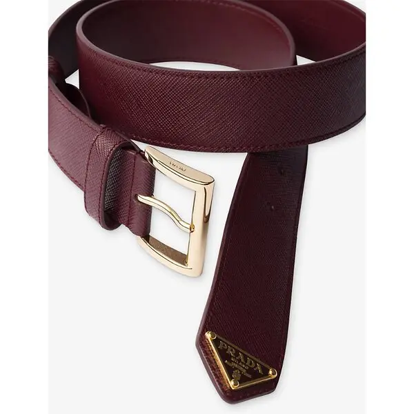 Prada Saffiano Leather Belt - Burgundy | Editorialist display picture 2