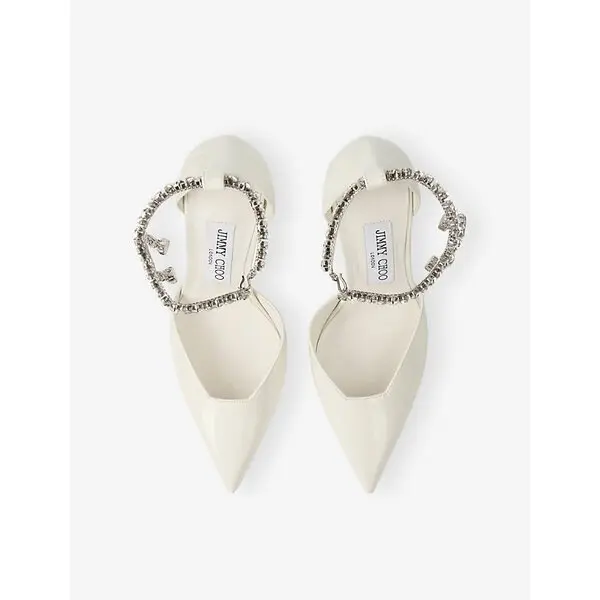 JIMMY CHOO Stevie 100 Patent Leather Heels - Latte