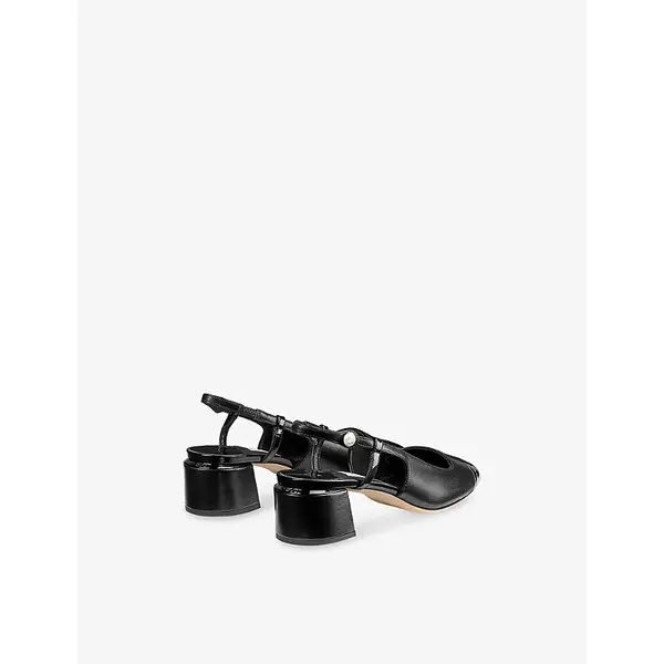 JIMMY CHOO Elisa 45 Leather And Patent-leather Slingback Courts - Black/black