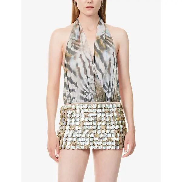 jaded london draped mini dress Jaded London Halter Draped Dress in Multi