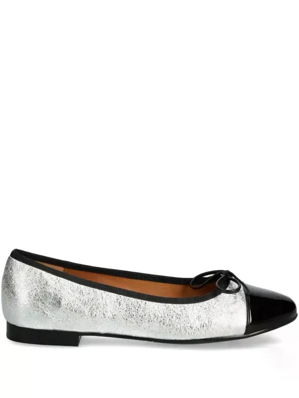 BILLI BI Metallic Bow Ballet Flats - Silver