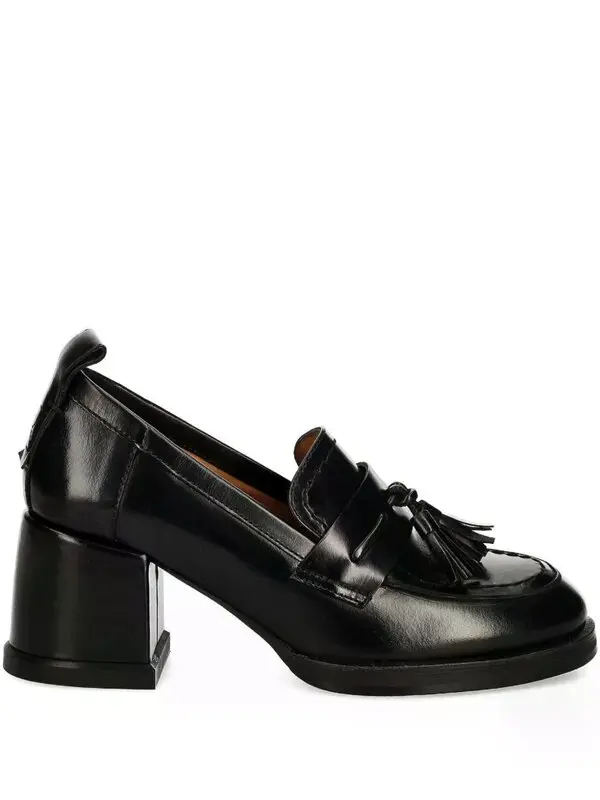 BILLI BI Leather Tassel Detail Block Heel Pumps