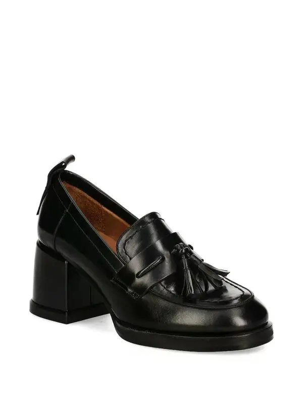 BILLI BI Leather Tassel Detail Block Heel Pumps