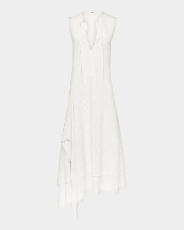 JW Anderson Striped Double Layer Sleeveless Dress - Off White/grey