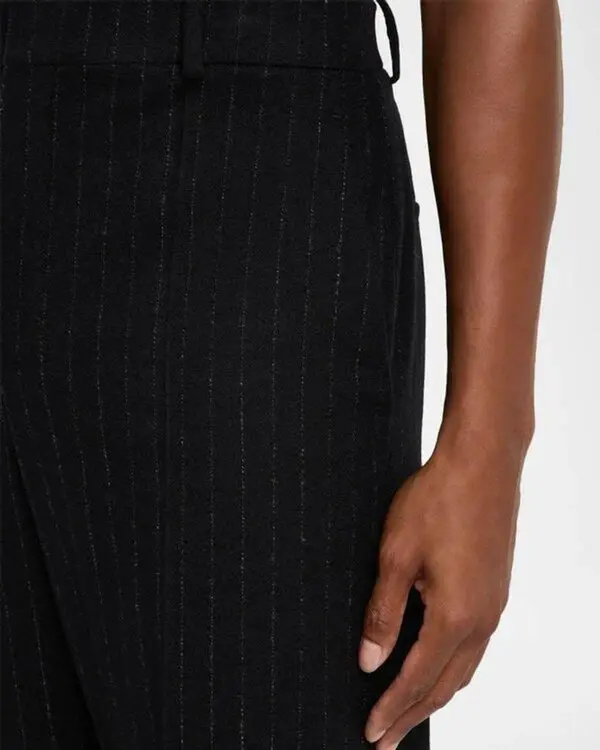 Saint Laurent Wool And Cashmere Pinstripe Straight-leg Pants - Nero-natur