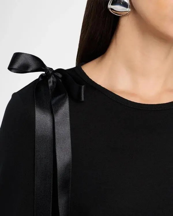 Simone Rocha Ribbon Bow Long-sleeve T-shirt - Black