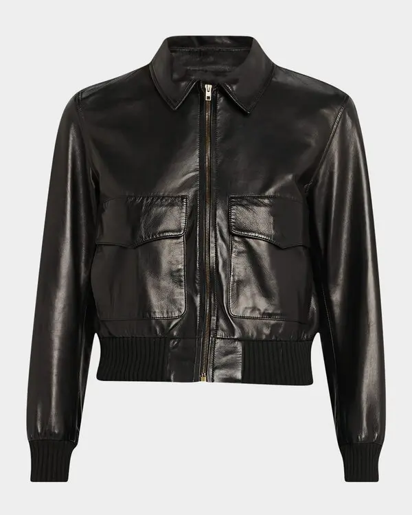 NILI LOTAN Redley Leather Bomber Jacket