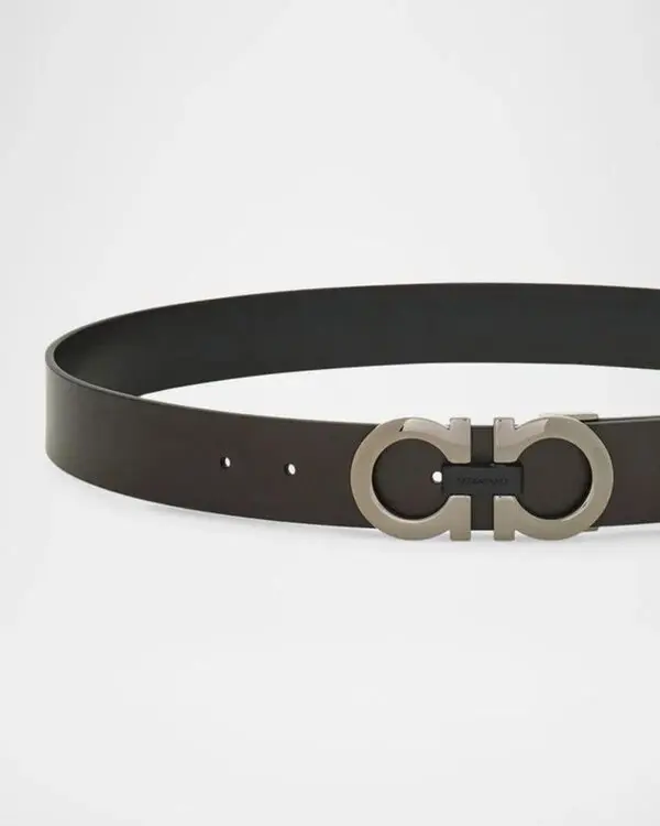 FERRAGAMO Gancini Reversible Leather Belt - Brwblk