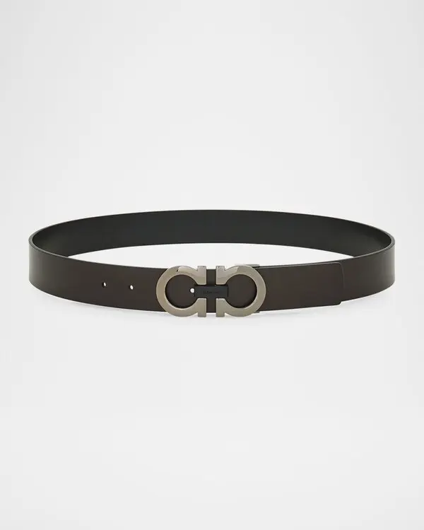 FERRAGAMO Gancini Reversible Leather Belt - T.moro