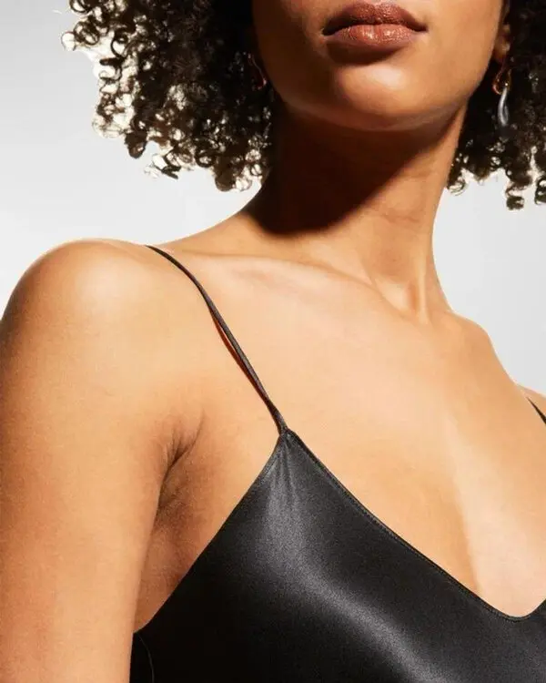NILI LOTAN Silk Satin Slip Gown - Black