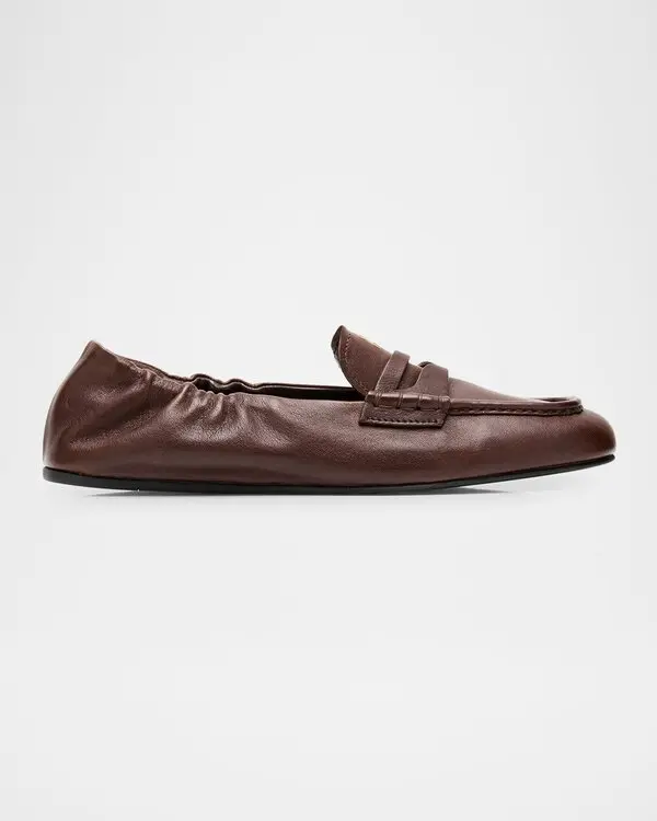 Miu Miu Aviator Leather Penny Loafers - Dkbrwn