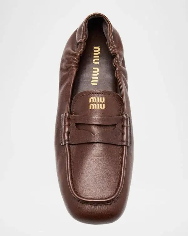 Miu Miu Aviator Leather Penny Loafers