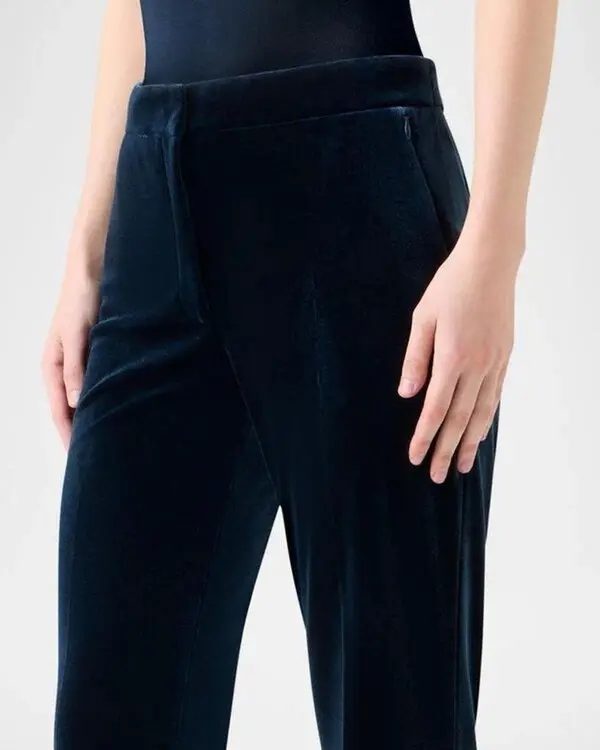 Akris Carl Techno Velvet Stretch Straight-leg Pants - Blue