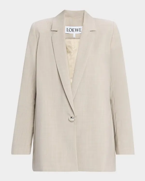 Loewe Pebble Button Single-breasted Wrap Blazer - Light Beige Melange