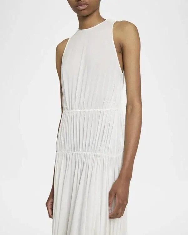 Alaïa Sleeveless Pleated Maxi Dress - White