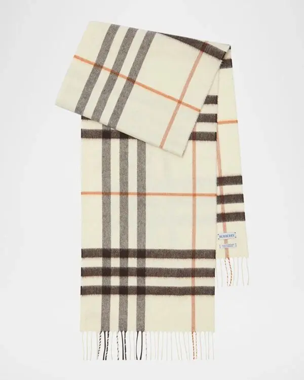 Burberry Giant Check Cashmere Scarf - White