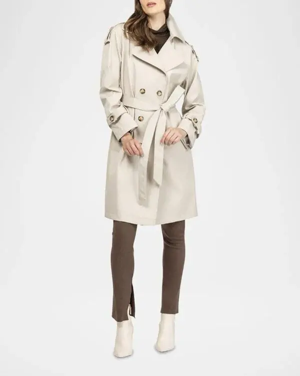 Gorski Lightweight Belted Double-breasted Trench Coat - Camel