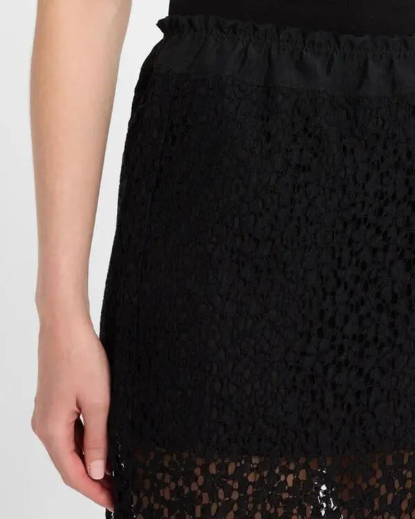 Maria Mcmanus Lace Ruched Midi Skirt - Black