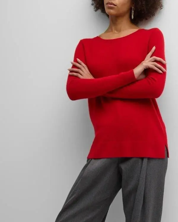 Neiman Marcus Cashmere Knit Top - Red