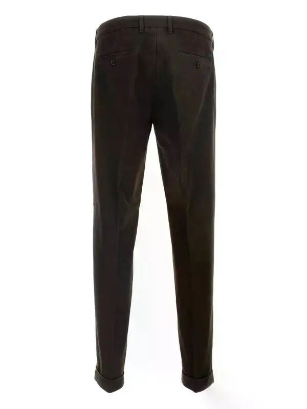 FAY Cuffed Cotton Trousers - Brown