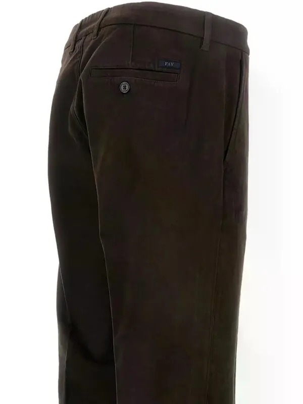 FAY Cuffed Cotton Trousers - Brown