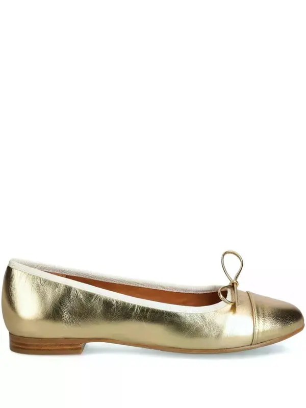BILLI BI Leather Ballet Flats With Bow Detail - Yellow