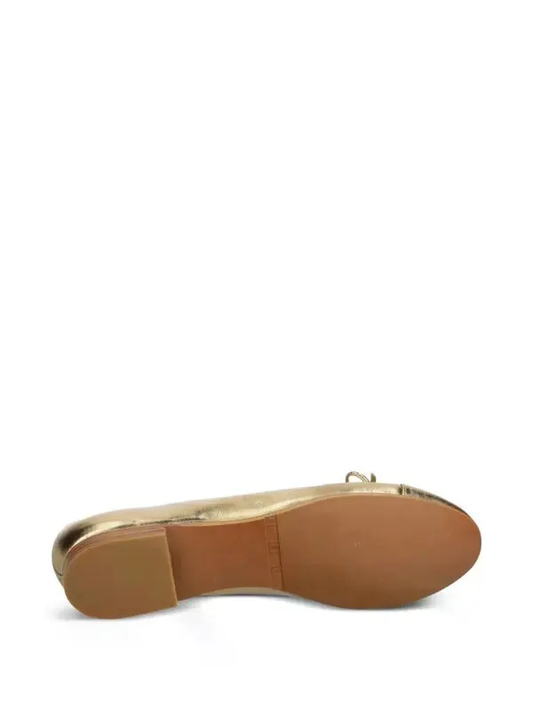 BILLI BI Leather Ballet Flats With Bow Detail - Yellow
