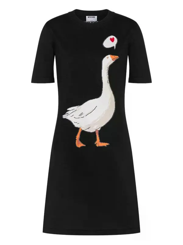 Moschino Goose Print Short Sleeve Dress