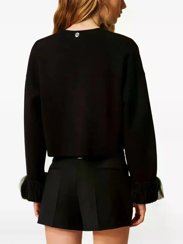 TWINSET Knit Jacket With Organza Cuffs