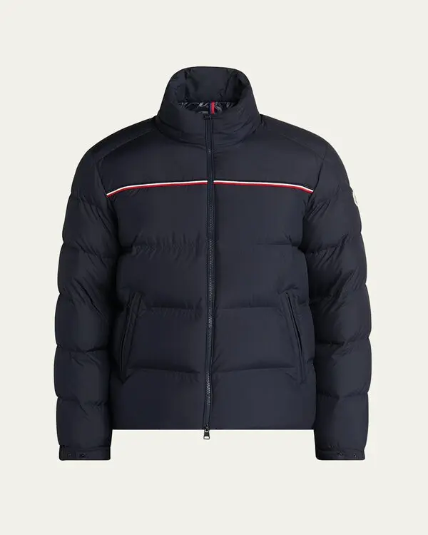 Moncler Bouvaque Tricolor-trim Down Jacket - Navy