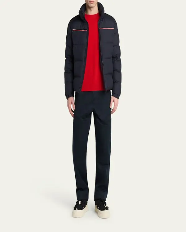 Moncler Bouvaque Tricolor-trim Down Jacket - Navy